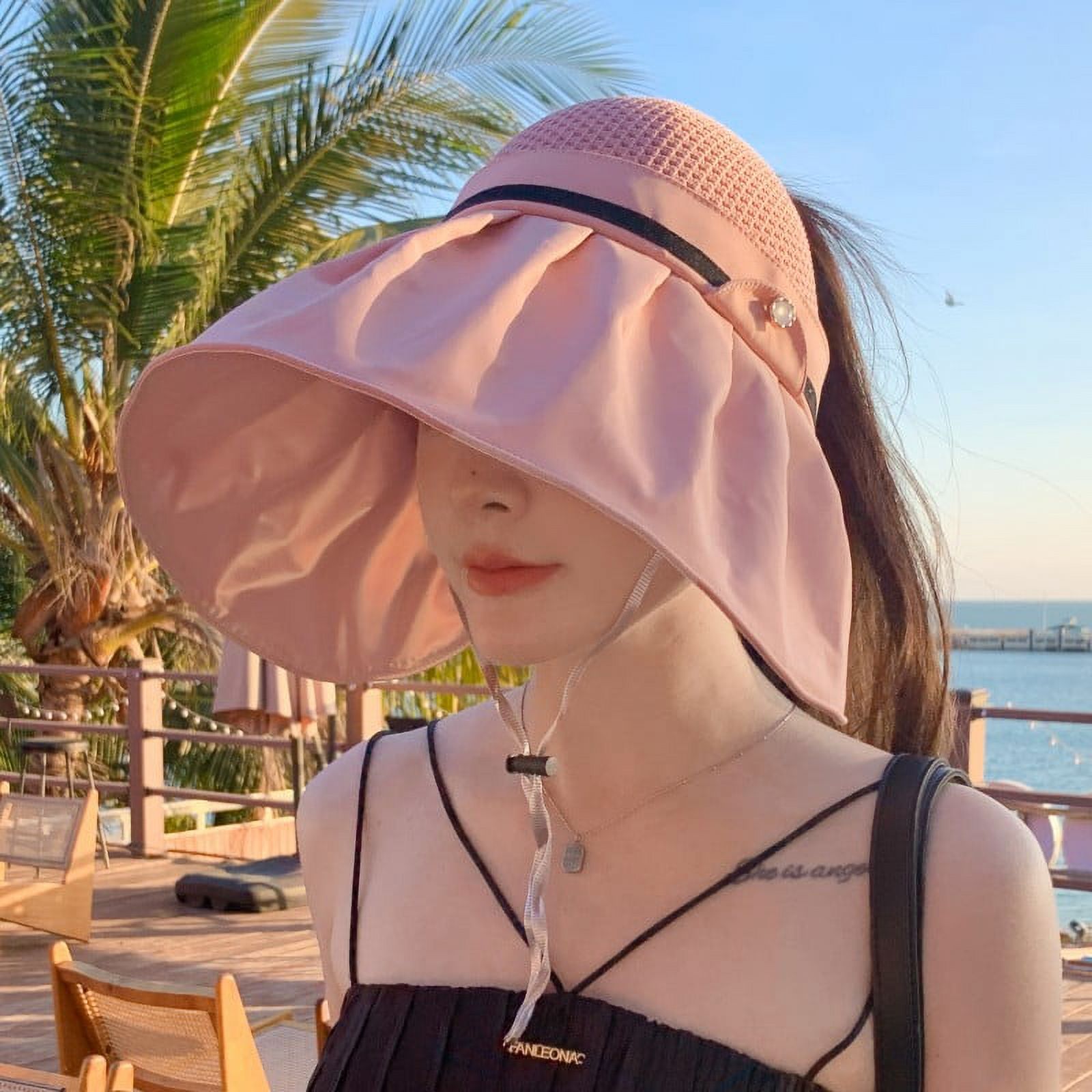 LinYooLi Summer Lady Large Eaves Empty Top Covering Outdoor Sunscreen Covers Face Sun Hat ...
