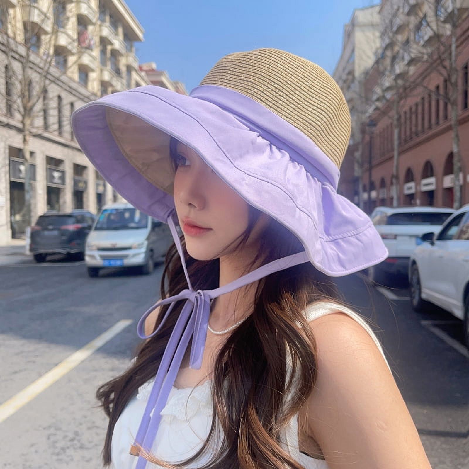 LinYooLi Summer Vinyl Sunscreen Large Eaves Hats Travel To The Beach To Visit UV Prevention ...