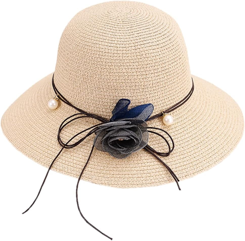 LinYooLi Summer Women's Sun Hats Foldable Packable Beach Bucket Hat Lovely Girl Wide Brim ...