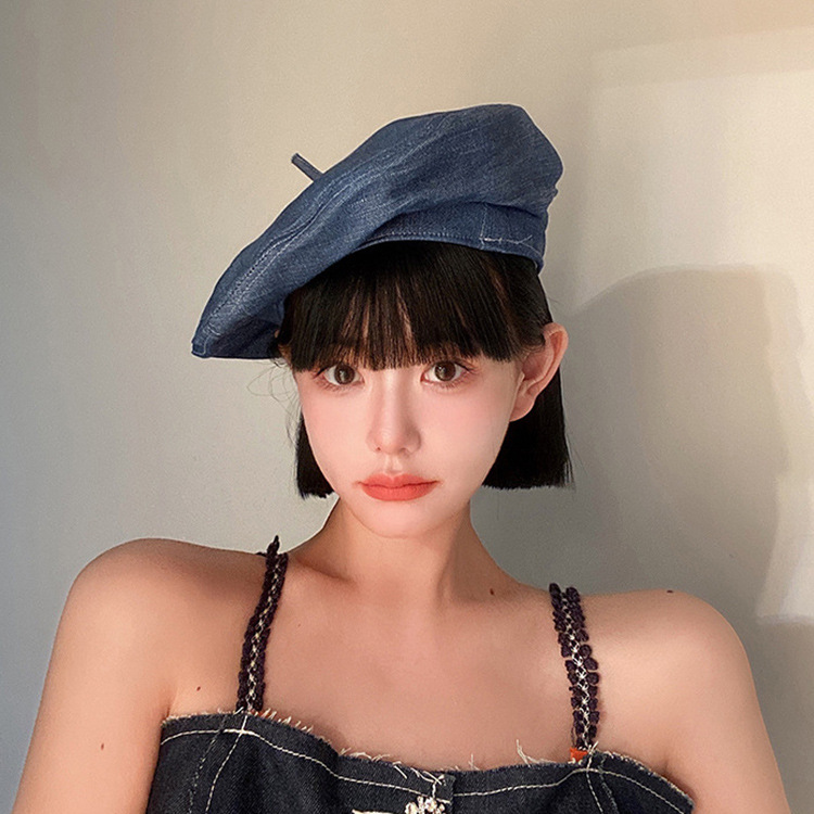 LinYooLi The New Denim Beret. Female Autumn Flat Top Casual Printmaker ...