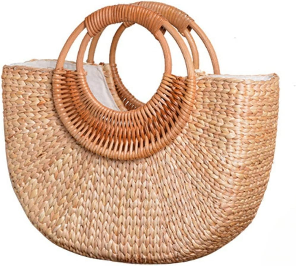 LinYooLi Tote Bag for Women Large Straw Summer Beach Bag Woven Rattan ...