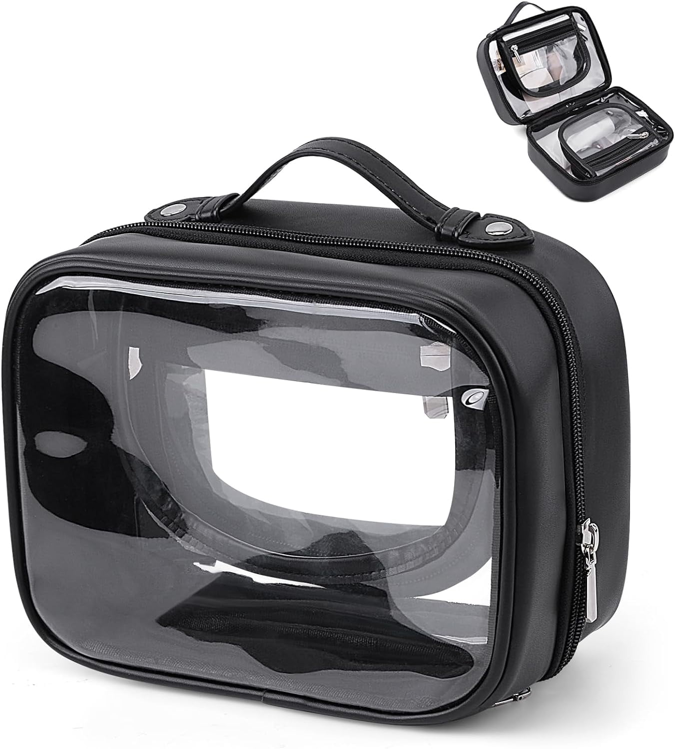 LinYooLi Travel Toiletry Bag TSA Approved Makeup Bag Clear 2 Layer ...