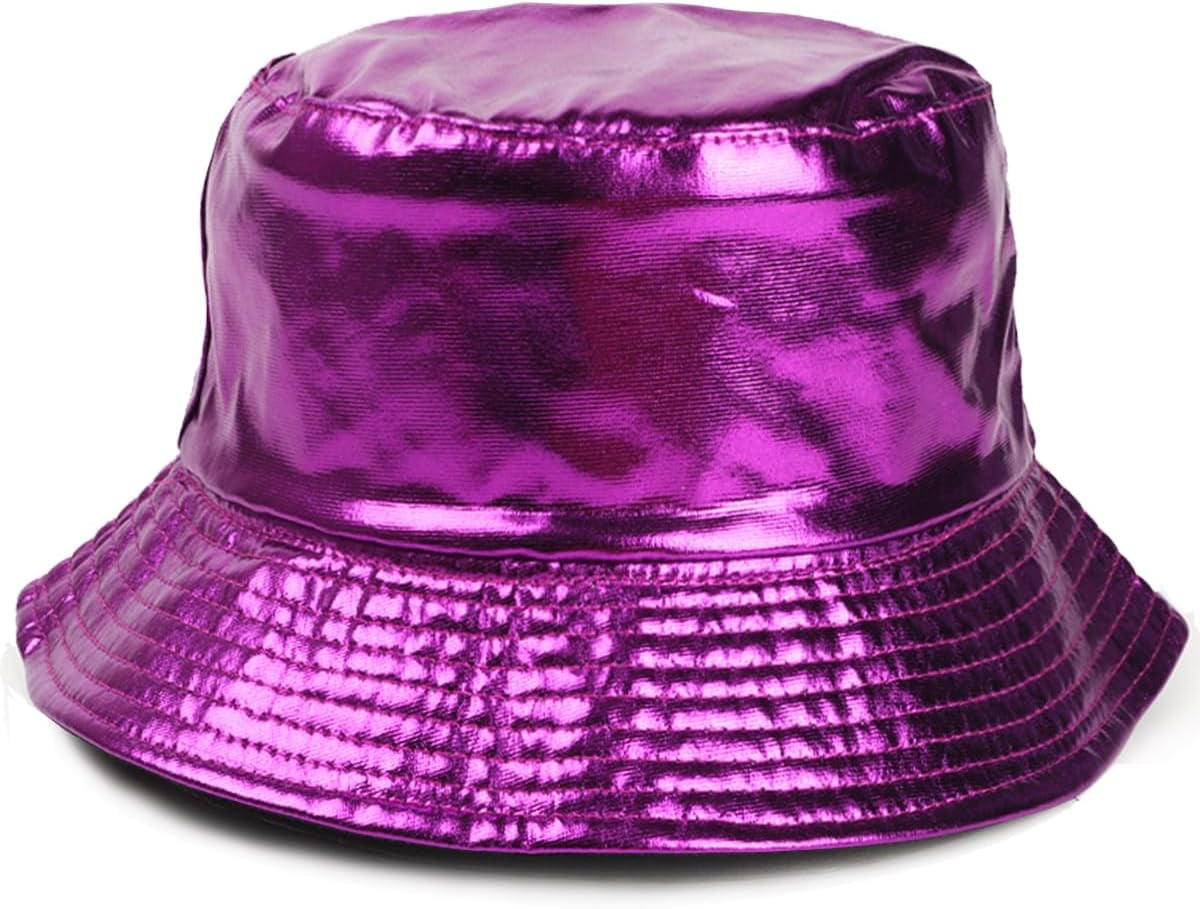 LinYooLi Trendy Waterproof Fisherman Hats Metallic Bucket Hat for Women ...
