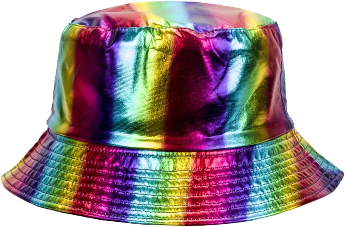 LinYooLi Trendy Waterproof Fisherman Hats Metallic Bucket Hat for Women ...