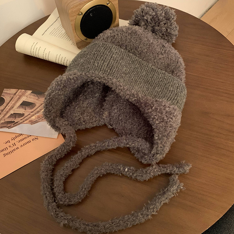 LinYooLi Versatile Large Head Circumference Wool Ear Hat Woman In ...