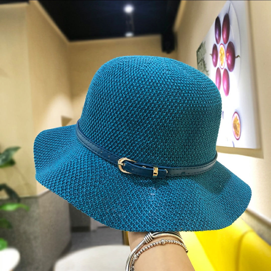 LinYooLi Version Of Linen Belt Buckle Round Top Black Fisherman Hat ...