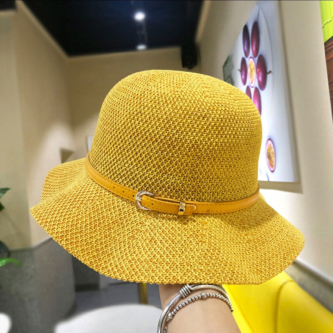 LinYooLi Version Of Linen Belt Buckle Round Top Black Fisherman Hat ...