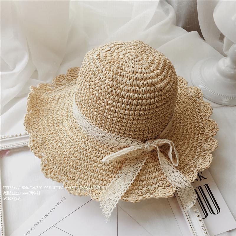 LinYooLi Version Of Summer Straw Hat Female Handmade Folding Beach Lace ...