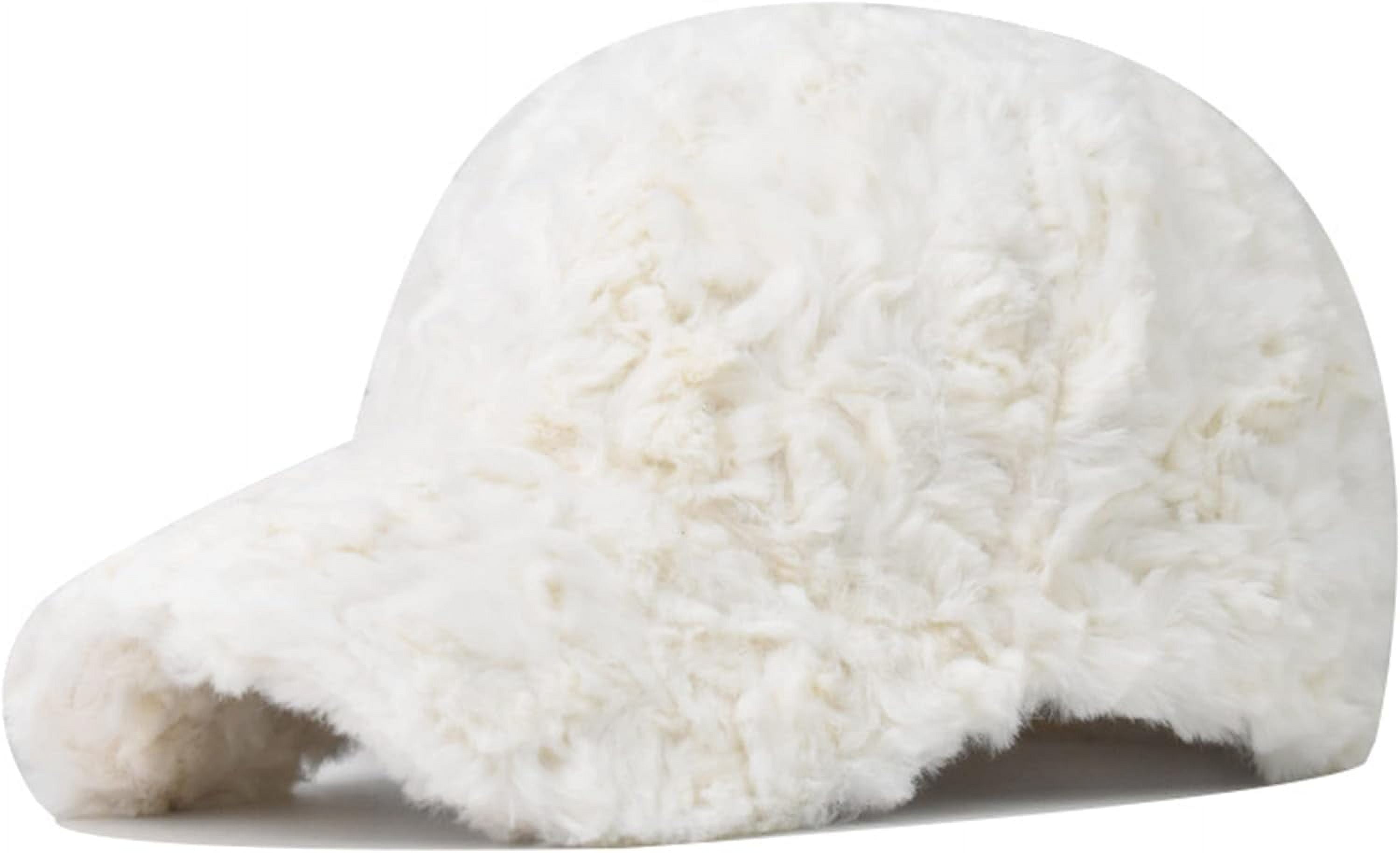 LinYooLi Warm Furry Faux-Fur Baseball Cap for Womens - Plush Curved ...
