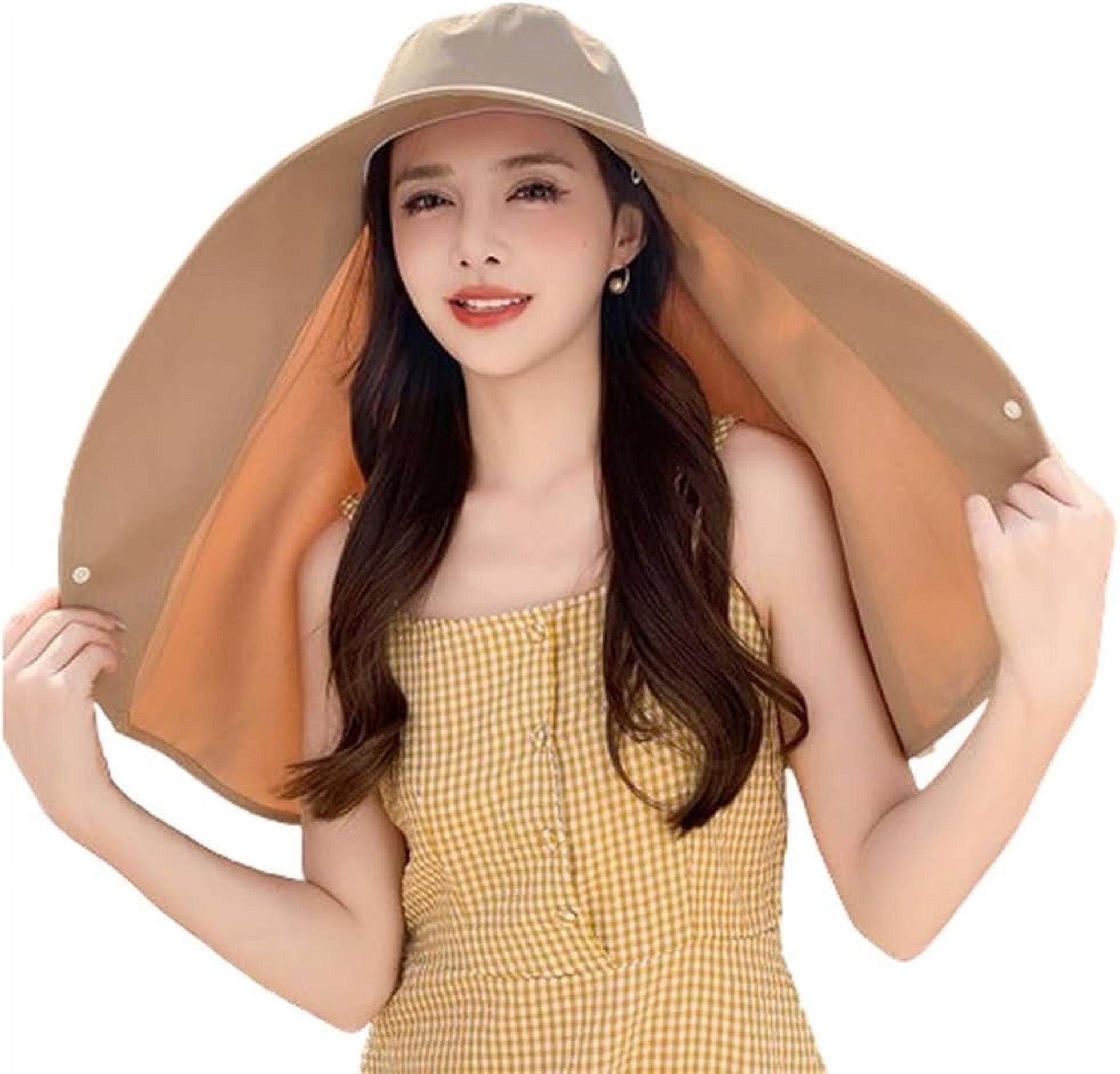 LinYooLi Wide Brim Beach Hats Sun Hats for Women Bucket Hat Sun ...