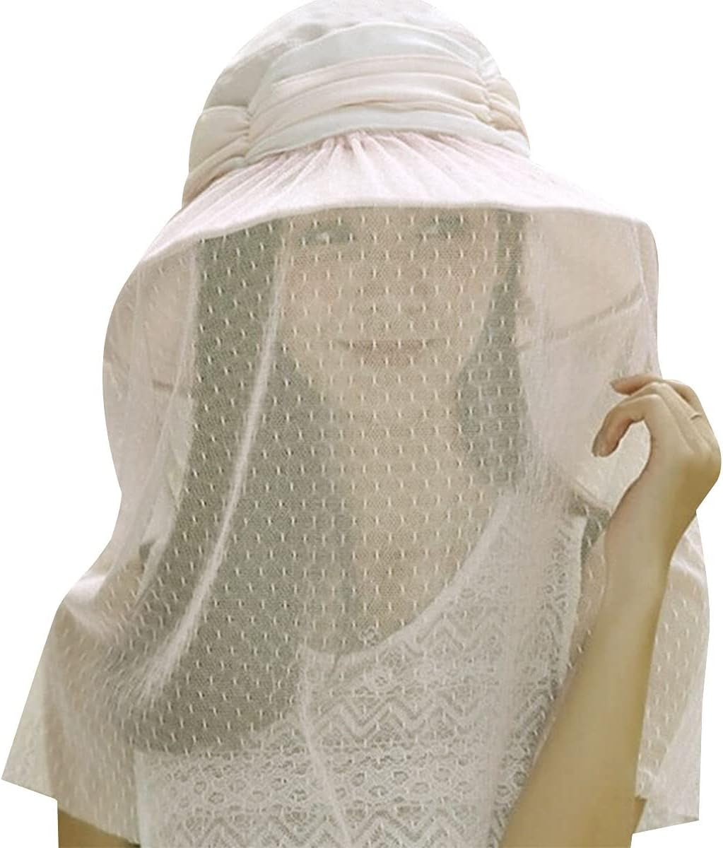 LinYooLi Wide Brim Sun UV Protection Sunhat with Mesh Veil Head Net Hat - Walmart.com