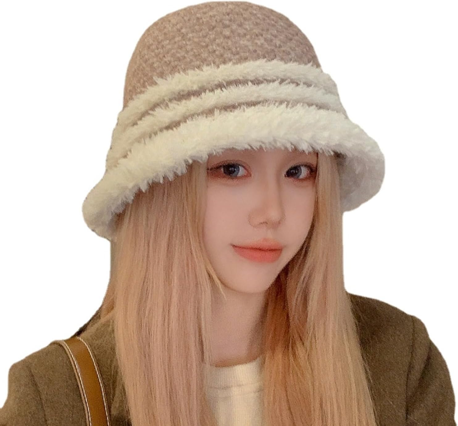 LinYooLi Winter Plush Fuzzy Bucket Hat Faux Fur Sherpa Fisherman Hats ...