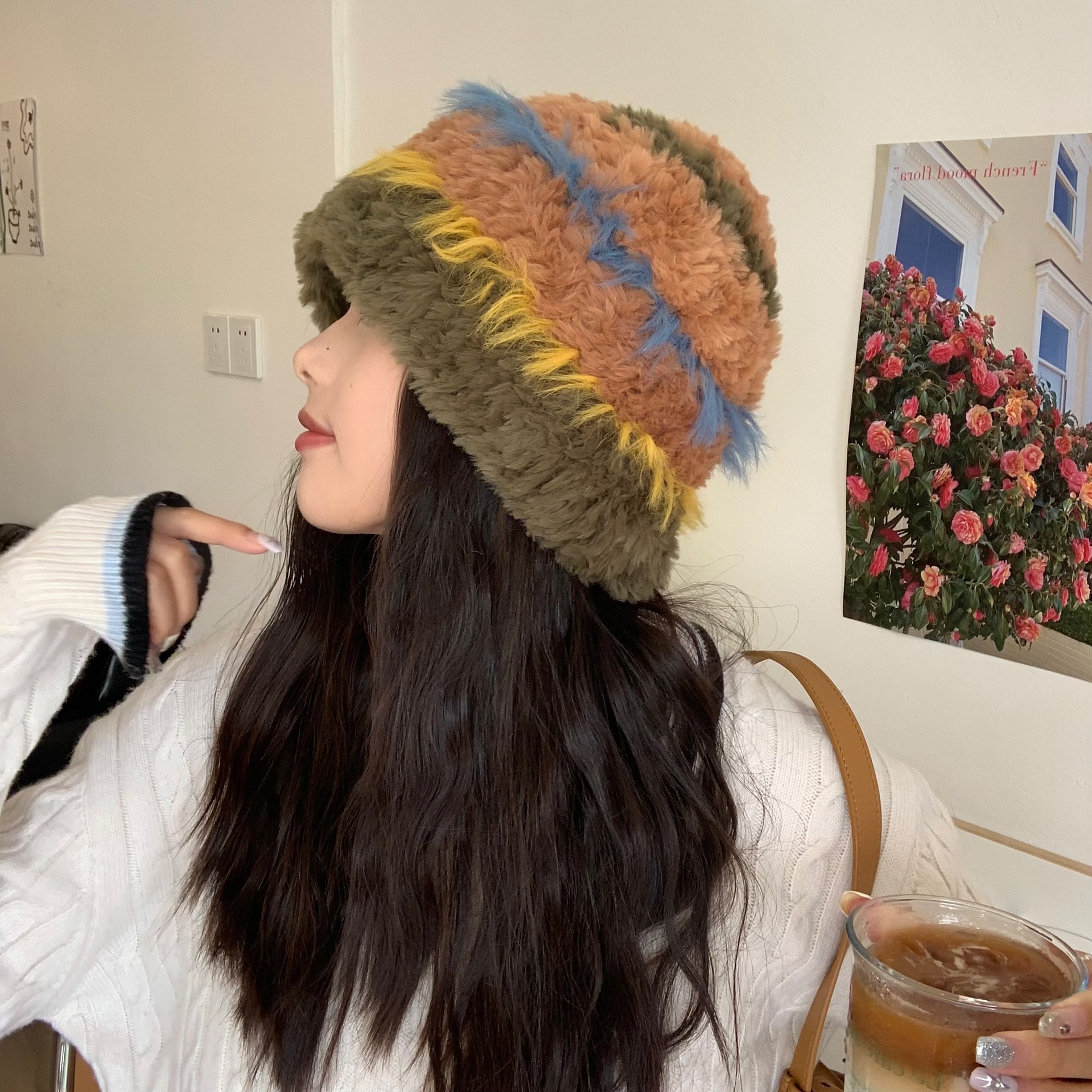 LinYooLi Winter Plush Pluffy Holding Block Hat Cold Hat Version Woven ...