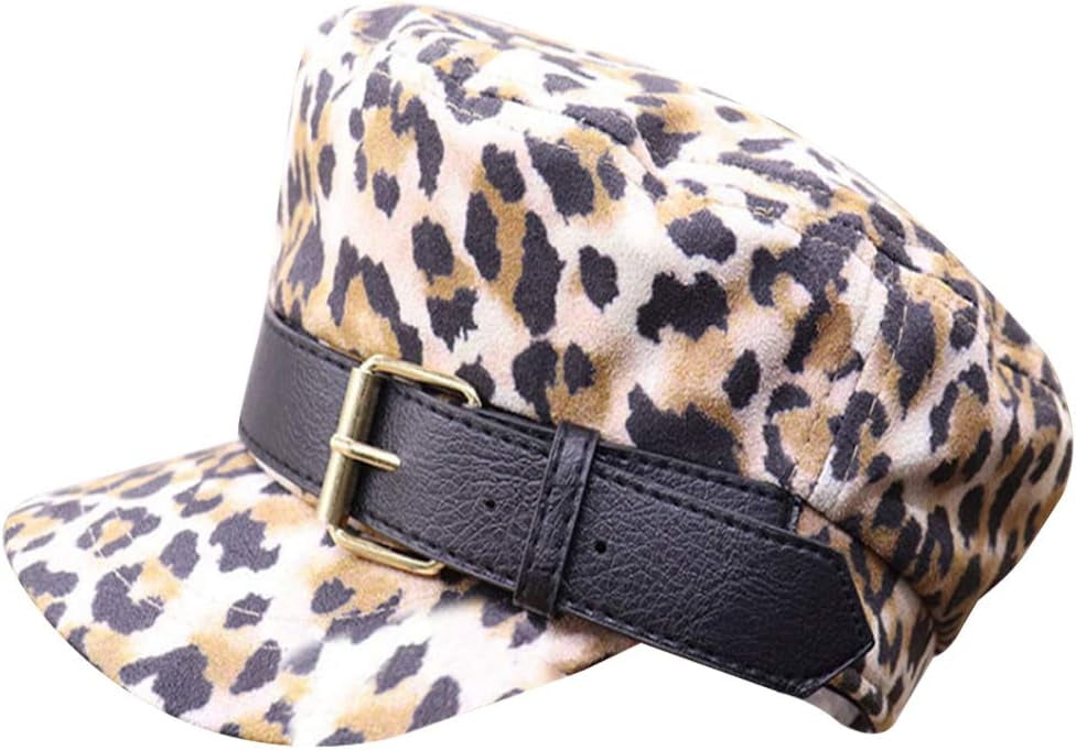 LinYooLi Women Animal Pattern Buckle Newsboy Cap Visor Flat Top Sailor ...