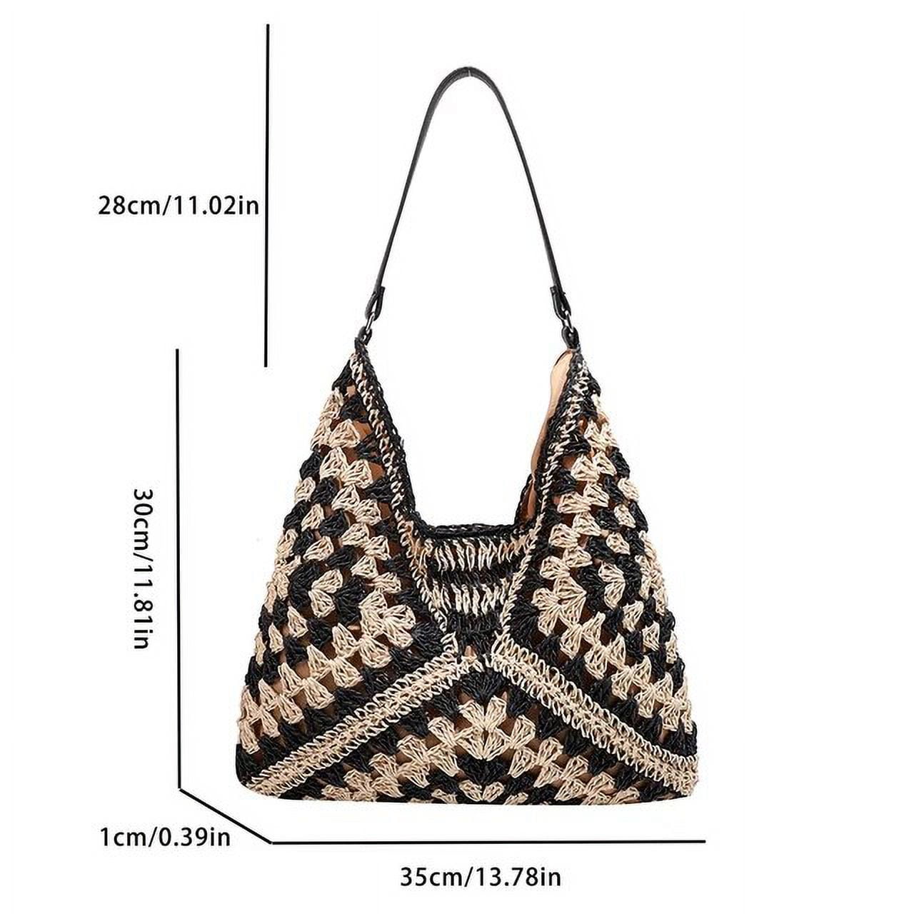 LinYooLi Women Beach Bag Summer Straw Mesh Shoulder Bag Boho Hollow Out ...