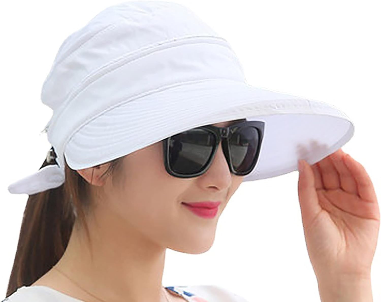 LinYooLi Women Beach Sun Hat 2 in 1 Travel Sun Visor Outdoor Sun ...