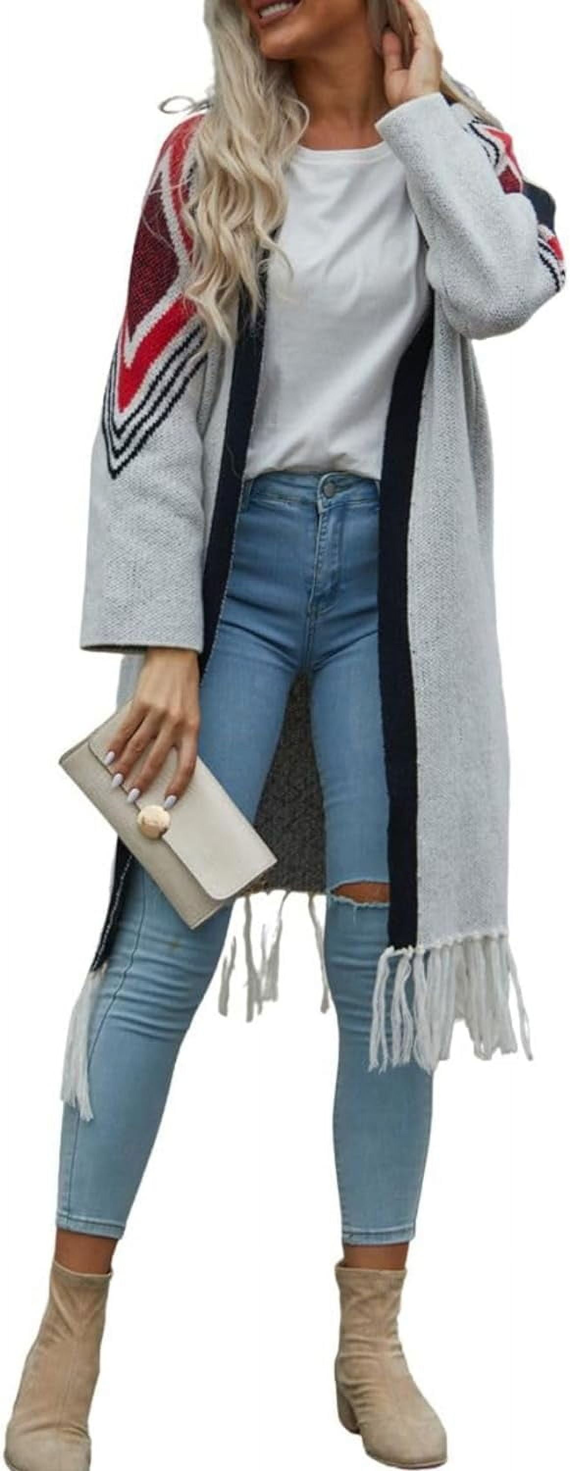 LinYooLi Women Boho Cardigan Sweater Long Open Front Western Aztec ...