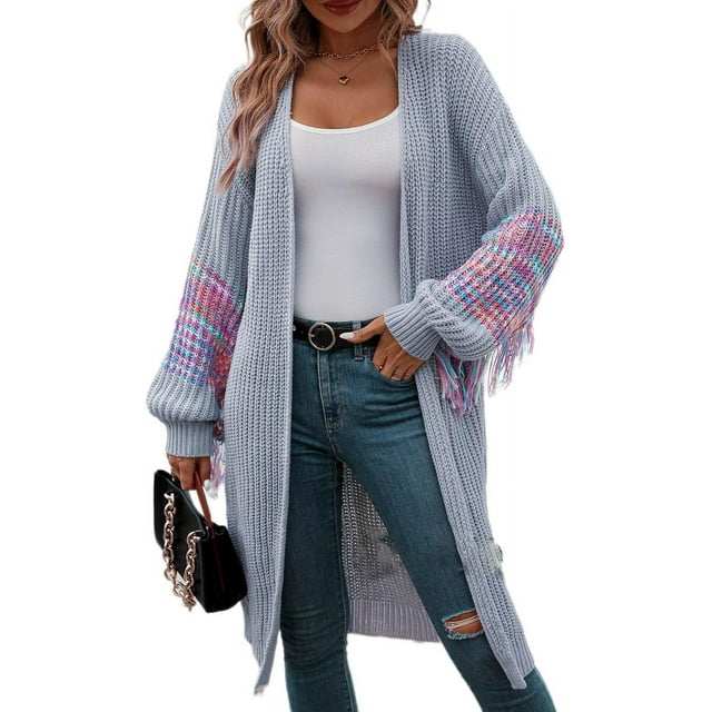 Linyooli Women Boho Cardigan Sweater Long Open Front Western Aztec