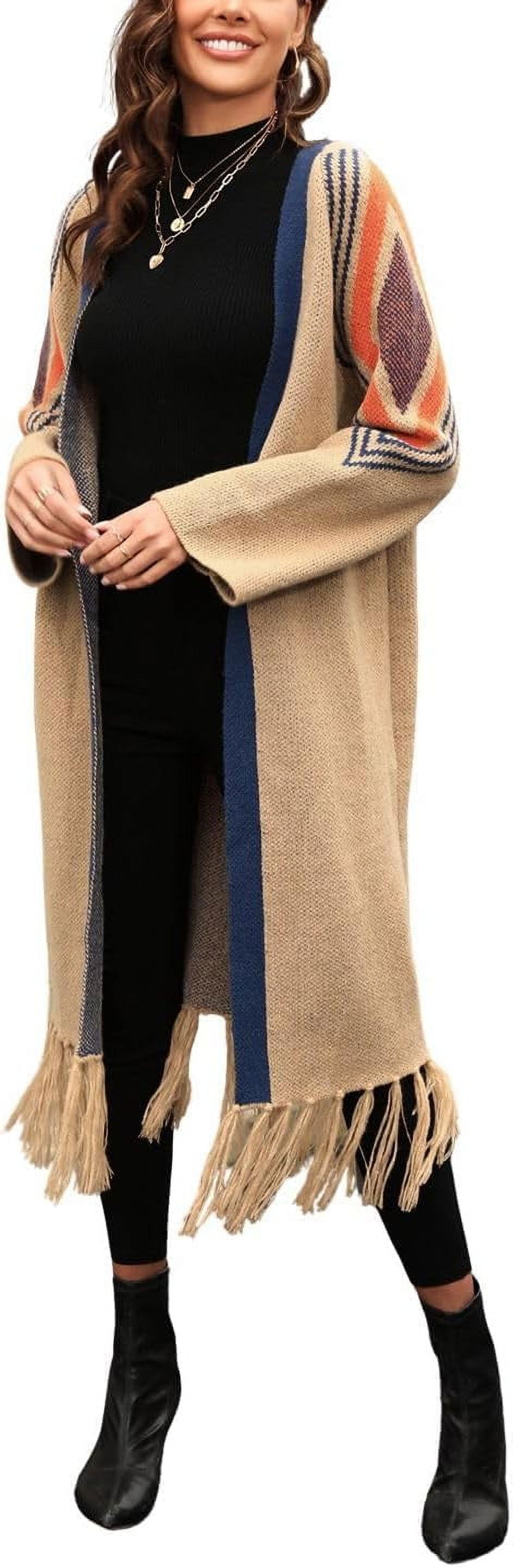 LinYooLi Women Boho Cardigan Sweater Long Open Front Western Aztec ...