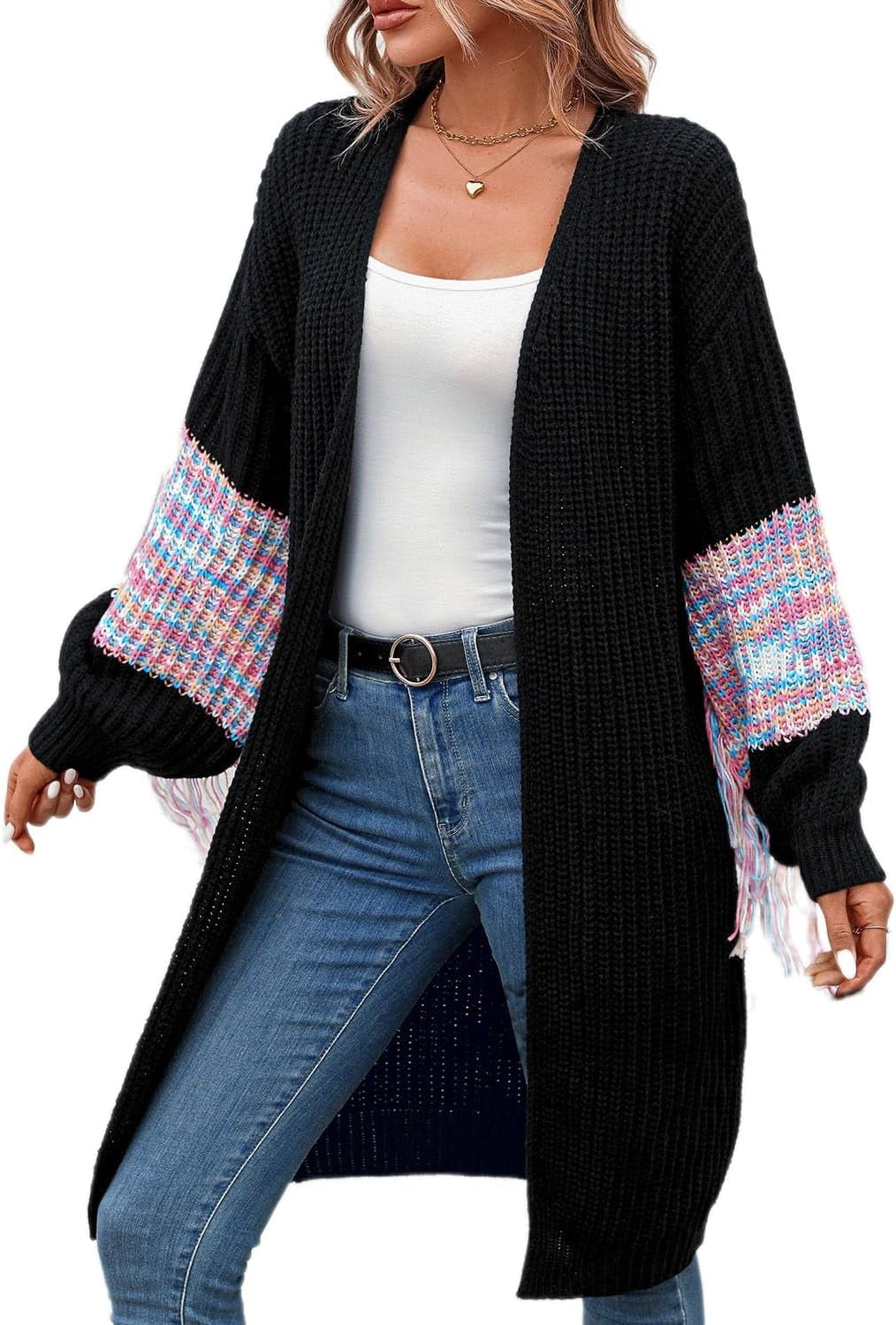 LinYooLi Women Boho Cardigan Sweater Long Open Front Western Aztec ...