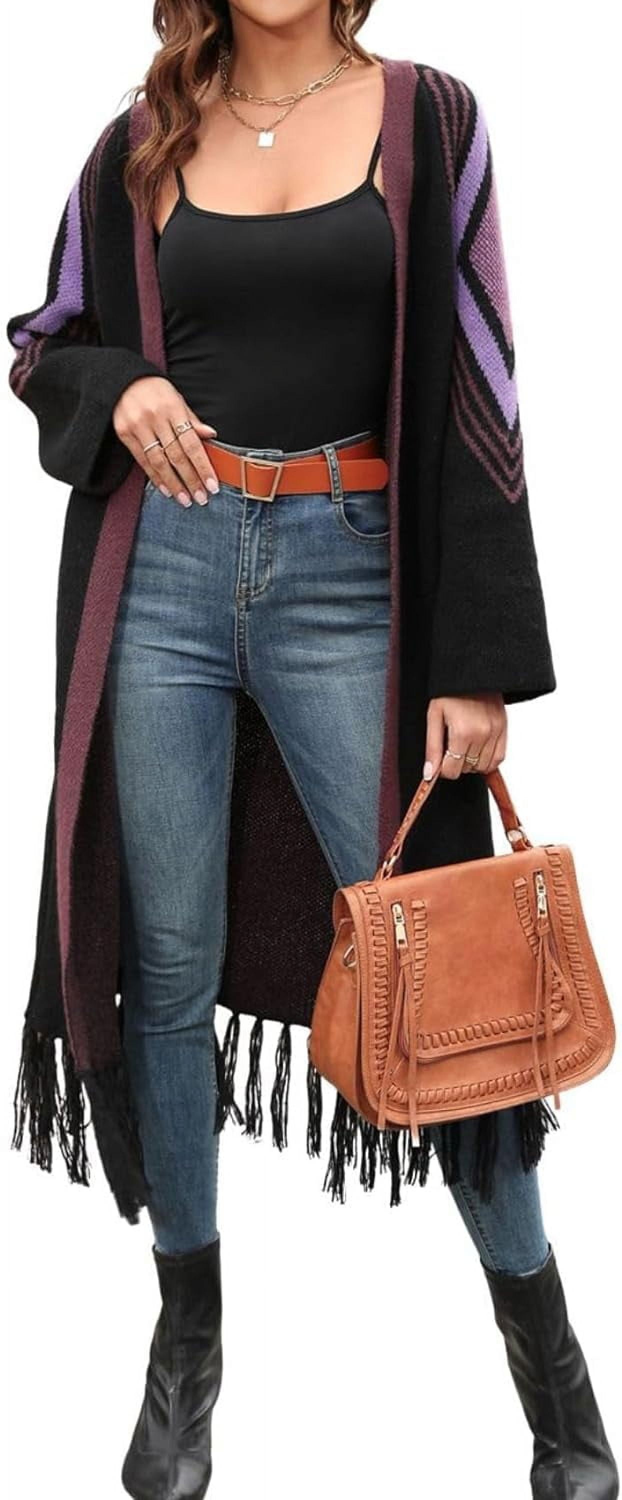 LinYooLi Women Boho Cardigan Sweater Long Open Front Western Aztec ...