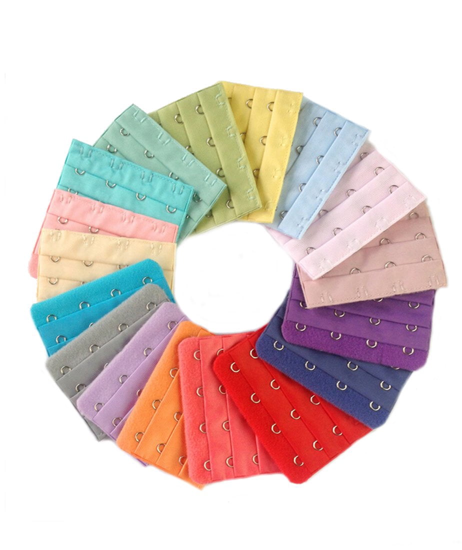 LinYooLi Women Bra Extender Bra Extension Strap 4 Hooks 3 Rows Assorted ...