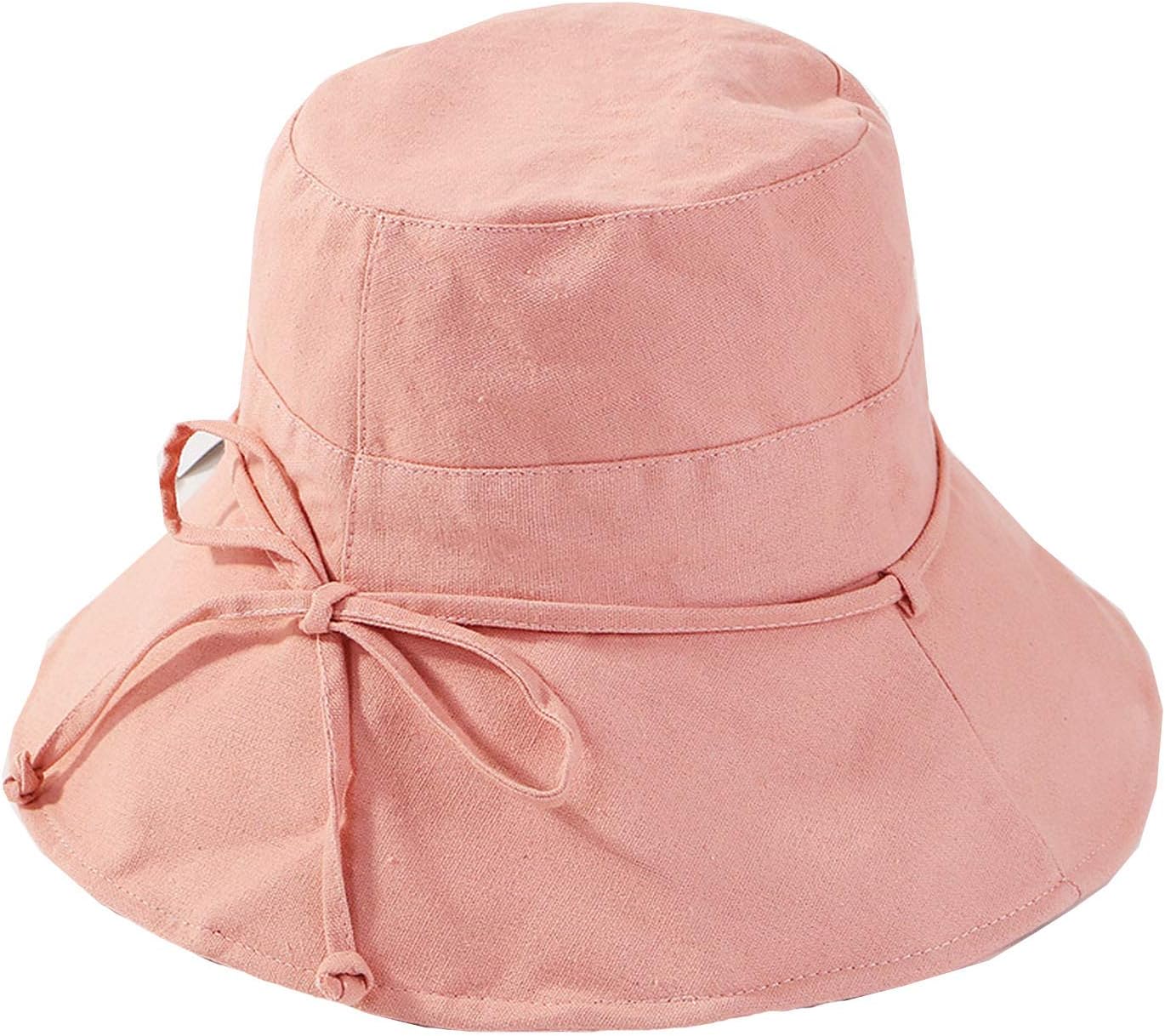LinYooLi Women Bucket Hat Bow Band Wide Brim UV Sun Protection Beach Hat w/Chin Strap - Walmart.com
