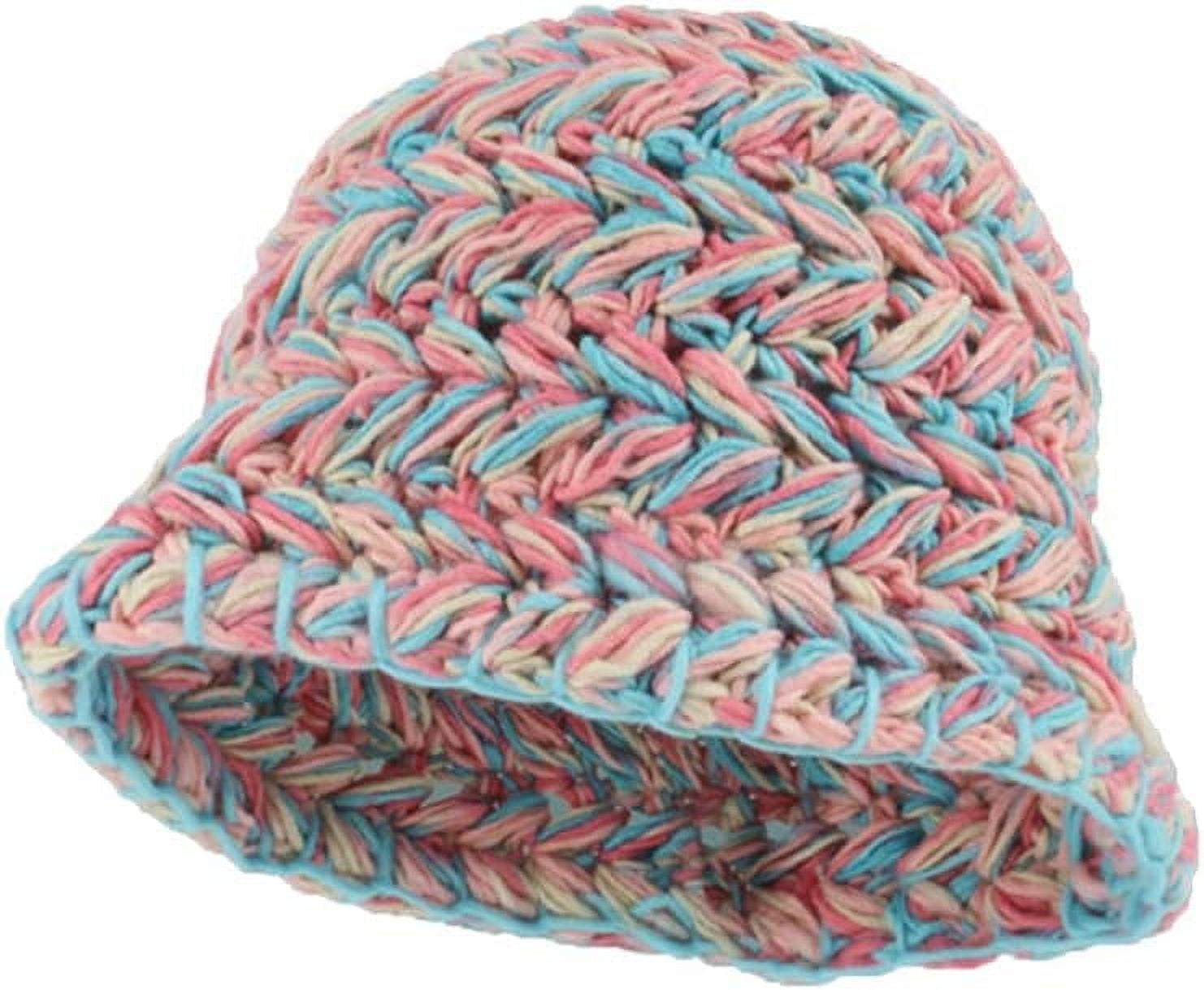 LinYooLi Women Colorful Knit Handmade Foldable Floppy Crochet Bucket ...