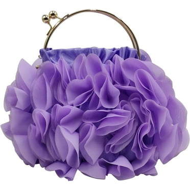 Women Satin Evening Bags Flower Clutch Purses for Wedding Party Formal ...