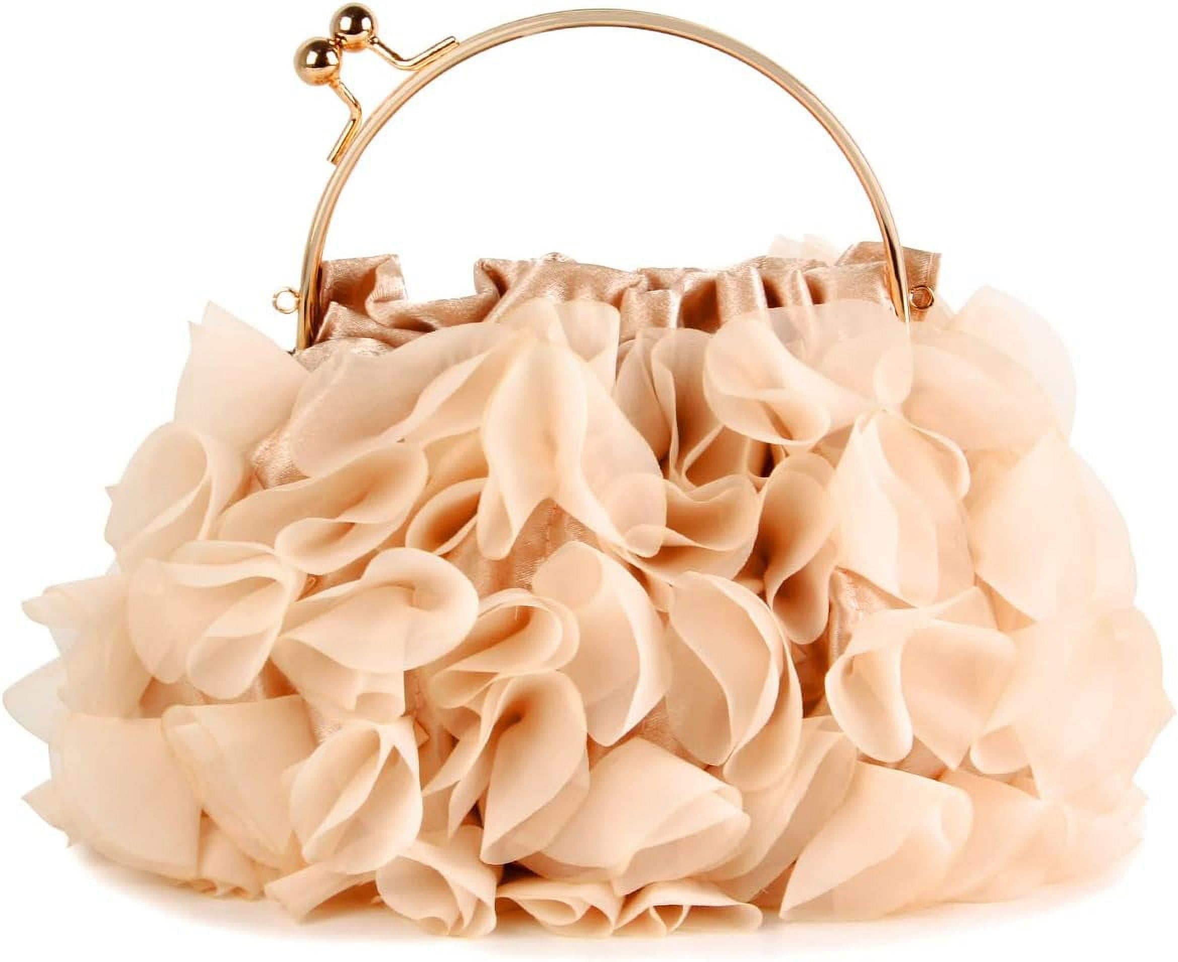 LinYooLi Women Floral Clutch Purses Satin Flower Evening Bag Party Prom ...