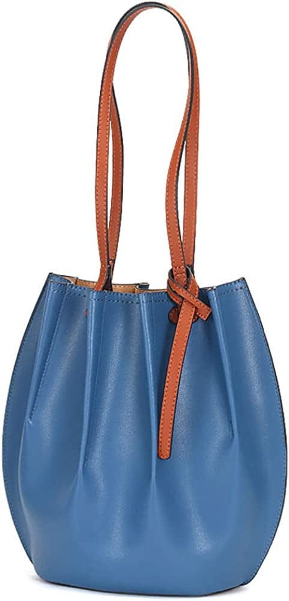 LinYooLi Women Genuine Leather Tote Bucket Bag Retro Top Handle Handbag ...