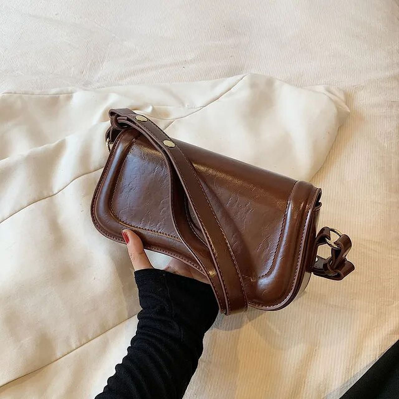 LinYooLi Women Leather Handbag Versatile Crossbody Purse Adjustable ...