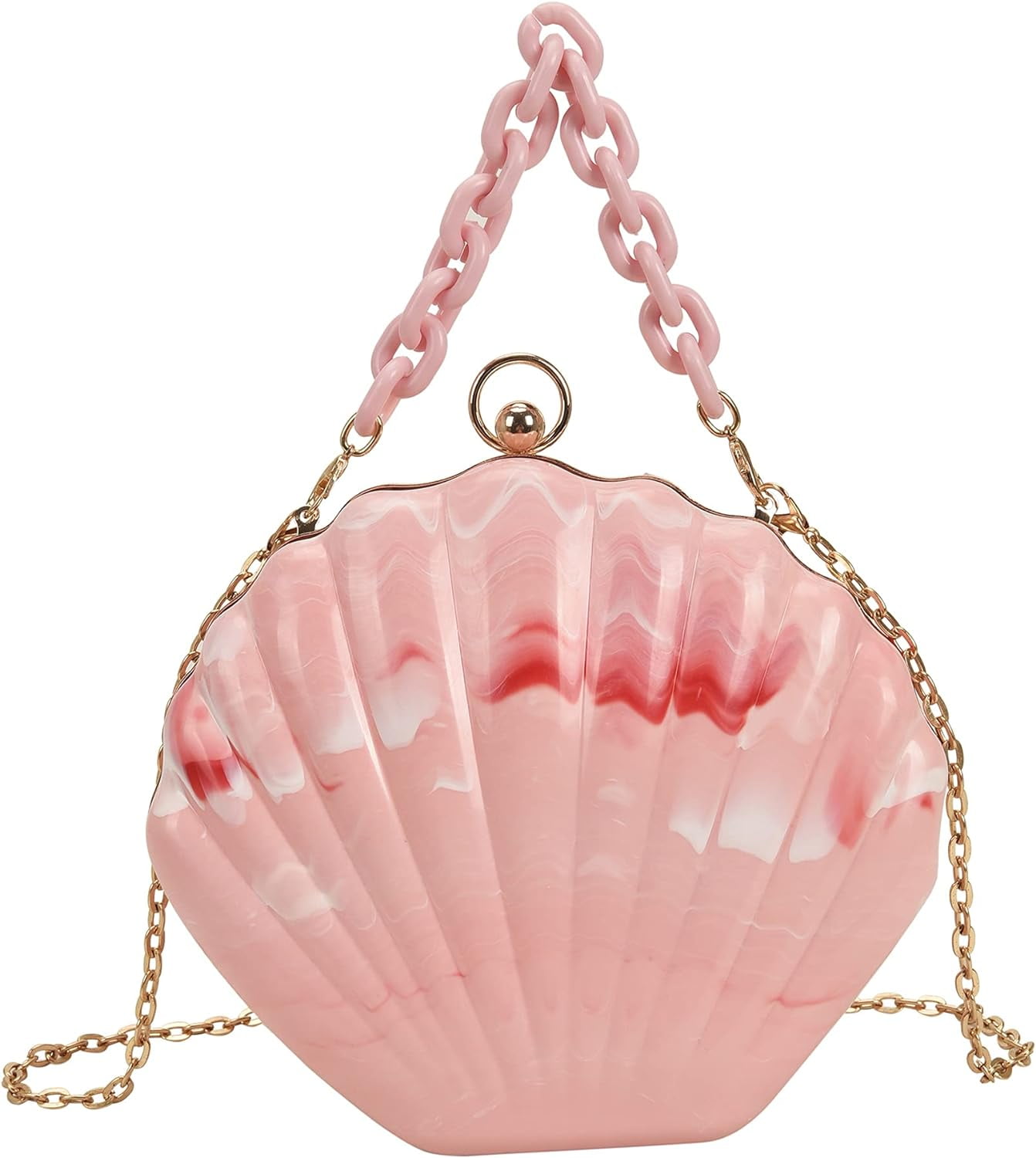 LinYooLi Women Mini Seashell Evening Clutch Top-Handle Bag Chain Strap ...
