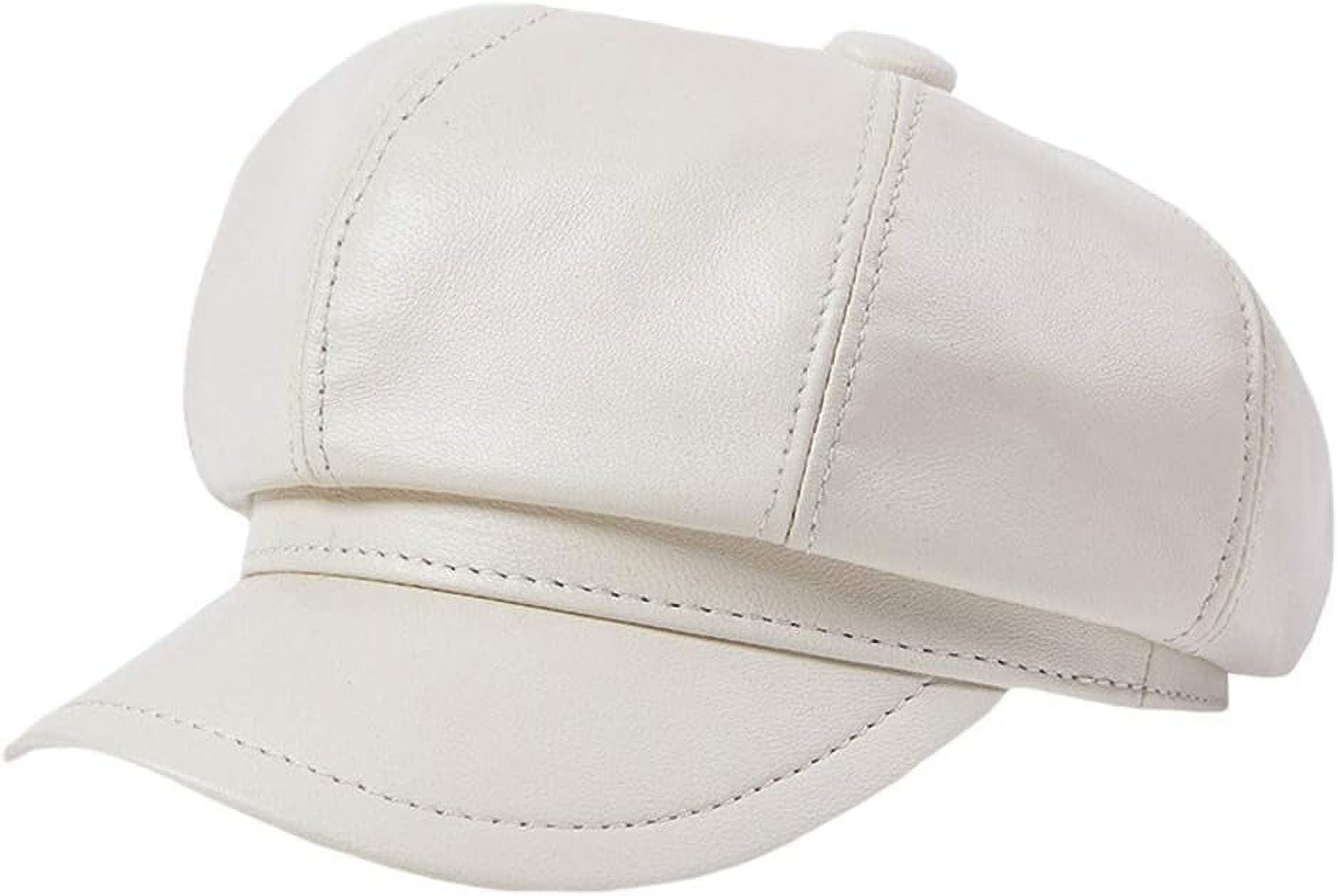 LinYooLi Women PU Leather 8 Panel Newsboy Hats Vintage Visor Beret ...