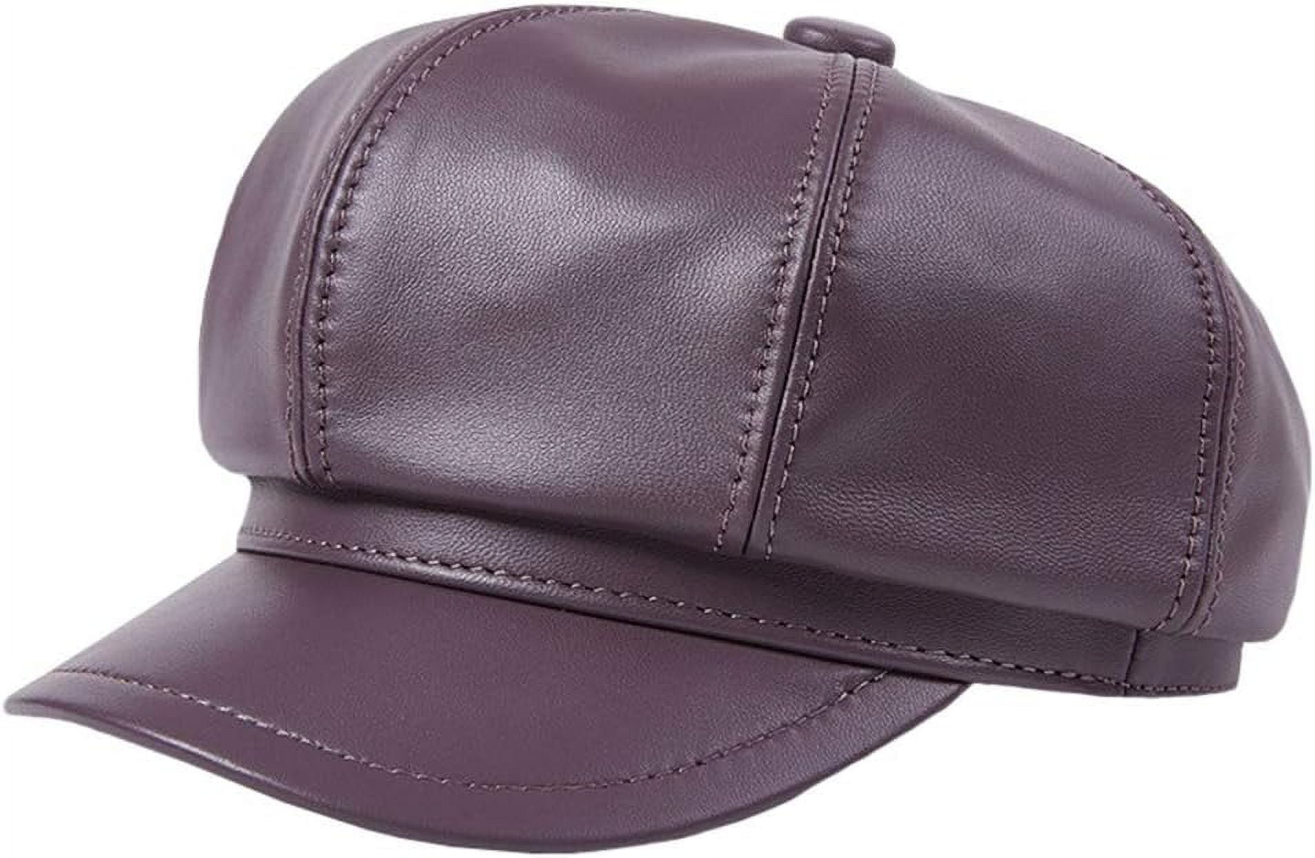 LinYooLi Women PU Leather 8 Panel Newsboy Hats Vintage Visor Beret ...