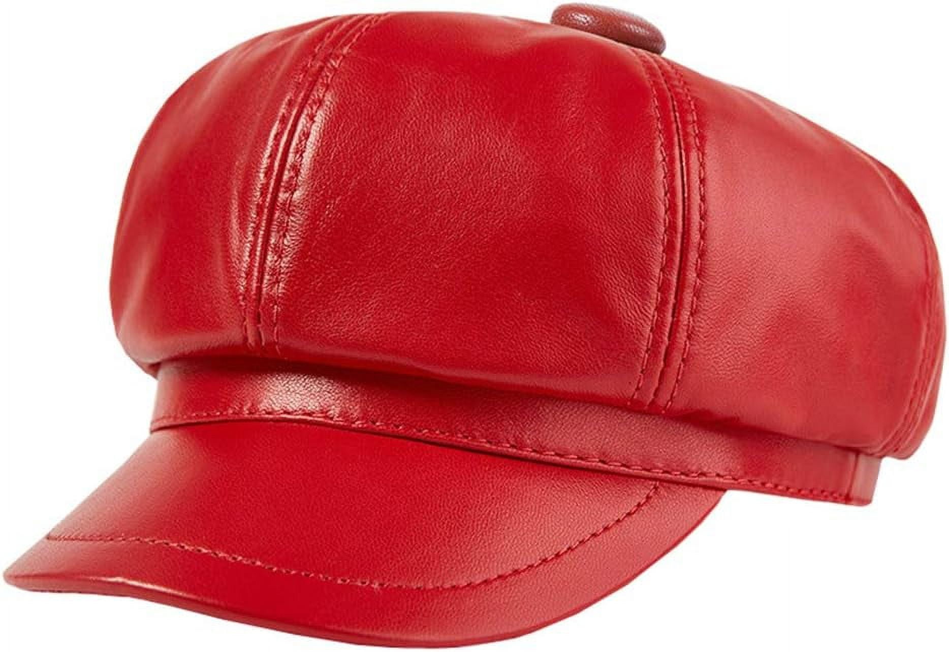 LinYooLi Women PU Leather 8 Panel Newsboy Hats Vintage Visor Beret ...