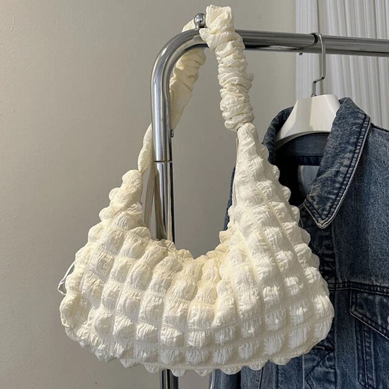 LinYooLi Women Pleated Clutch Purse Soft Drawstring Strap Cloud Coin ...