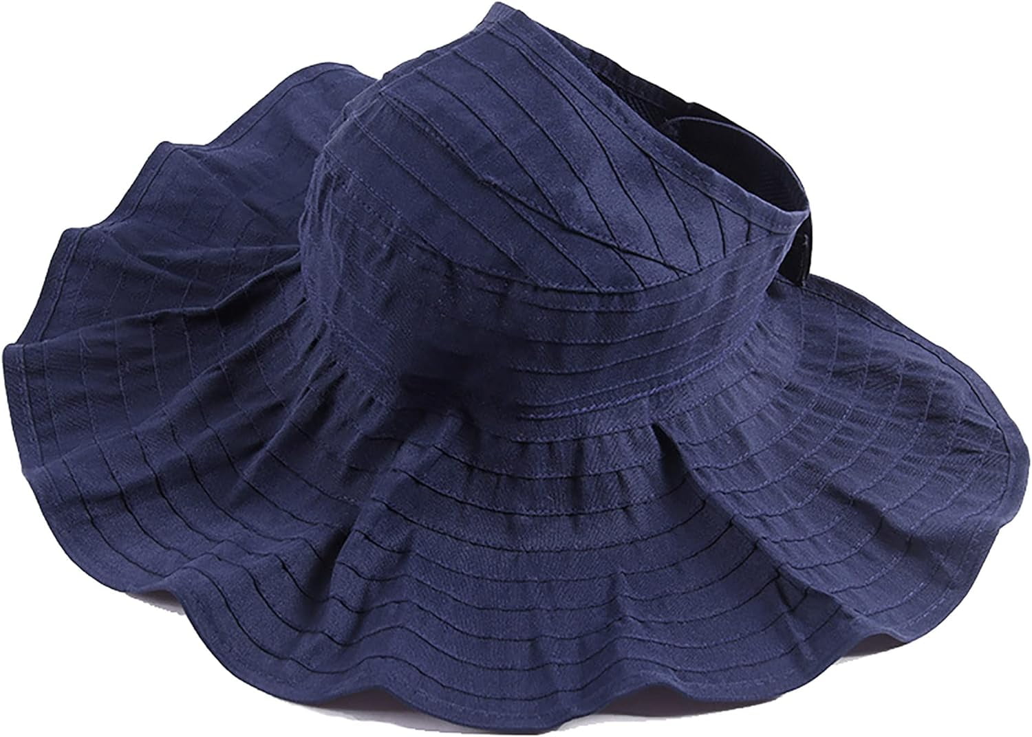 LinYooLi Women Ponytail Beach Visor Hat,Messy Buns Travel Bucket Hat Solid Cotton Wide Brim ...