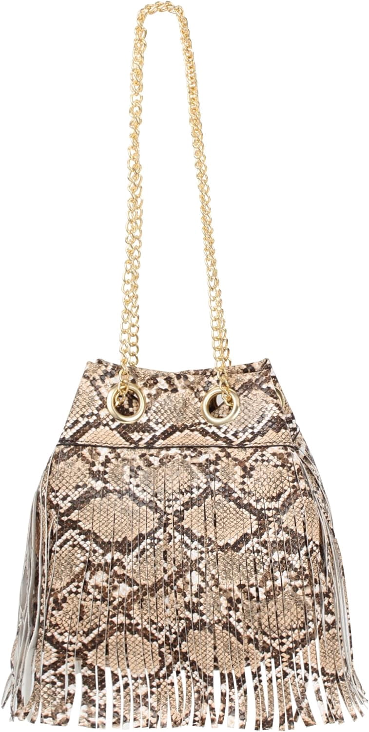 LinYooLi Women Small Tassels Snakeskin pattern Faux Leather Cross-body ...