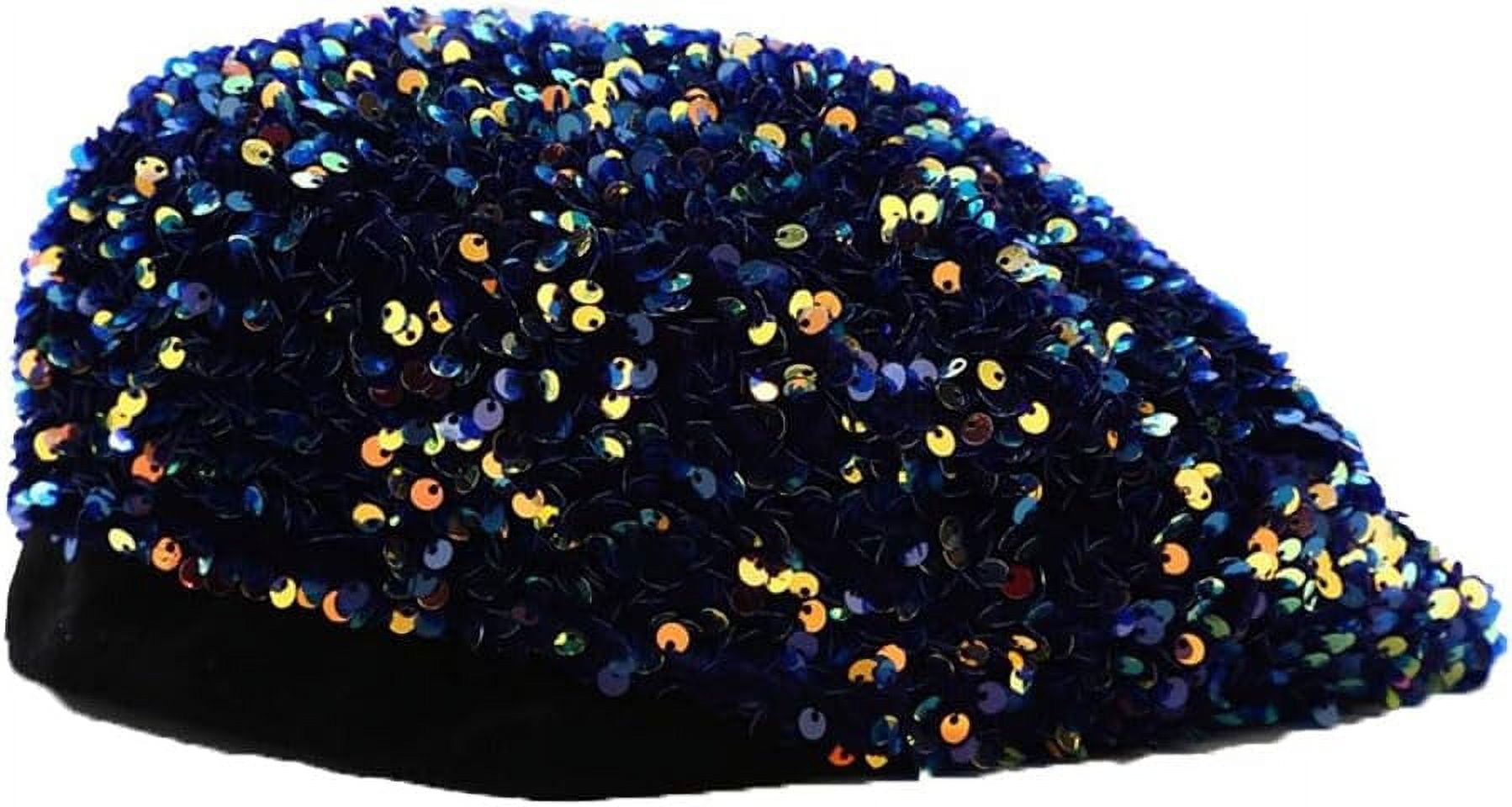 LinYooLi Women Sparkly Sequin Beret Hat Shining French Style Beanie Cap ...