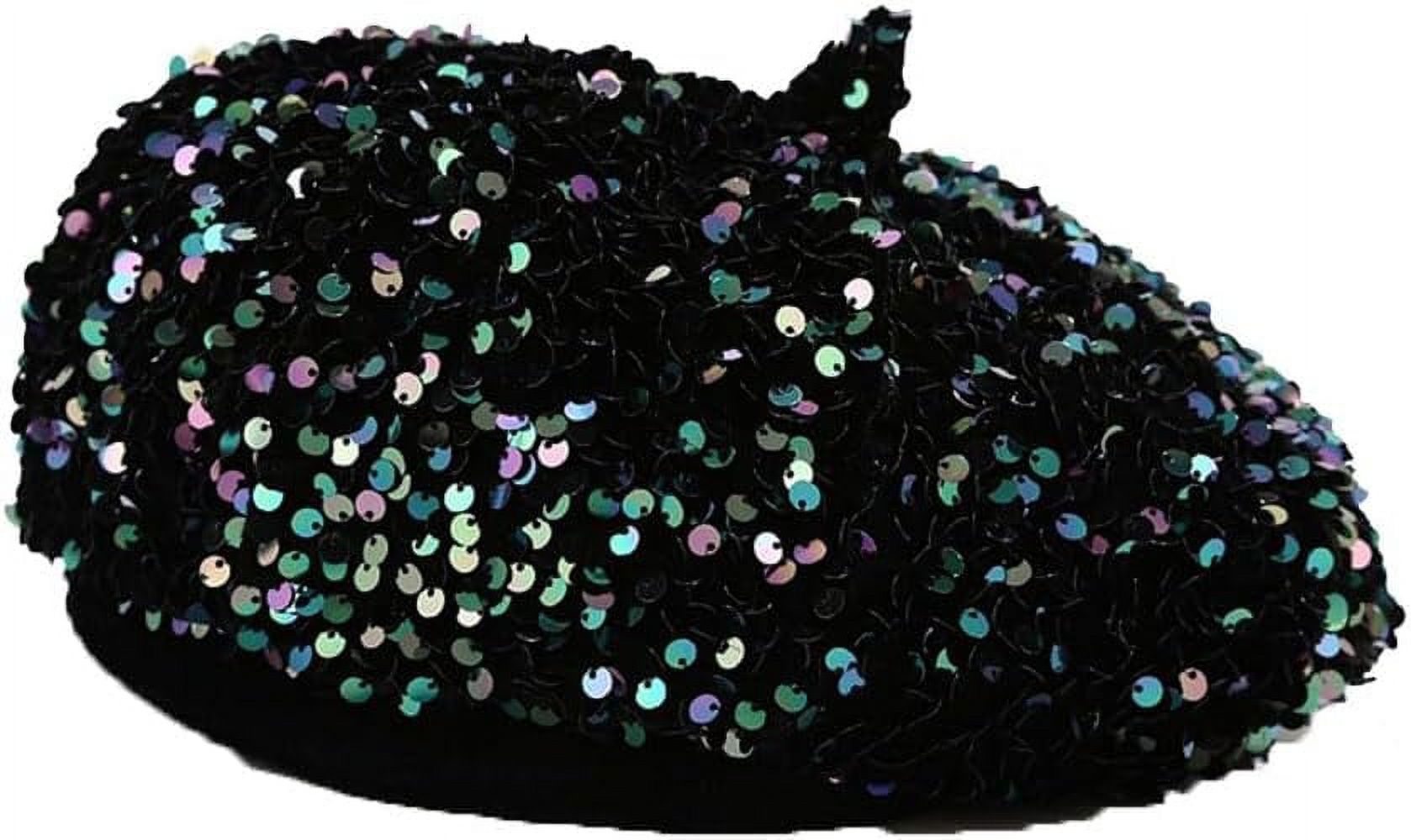 LinYooLi Women Sparkly Sequin Beret Hat Shining French Style Beanie Cap ...