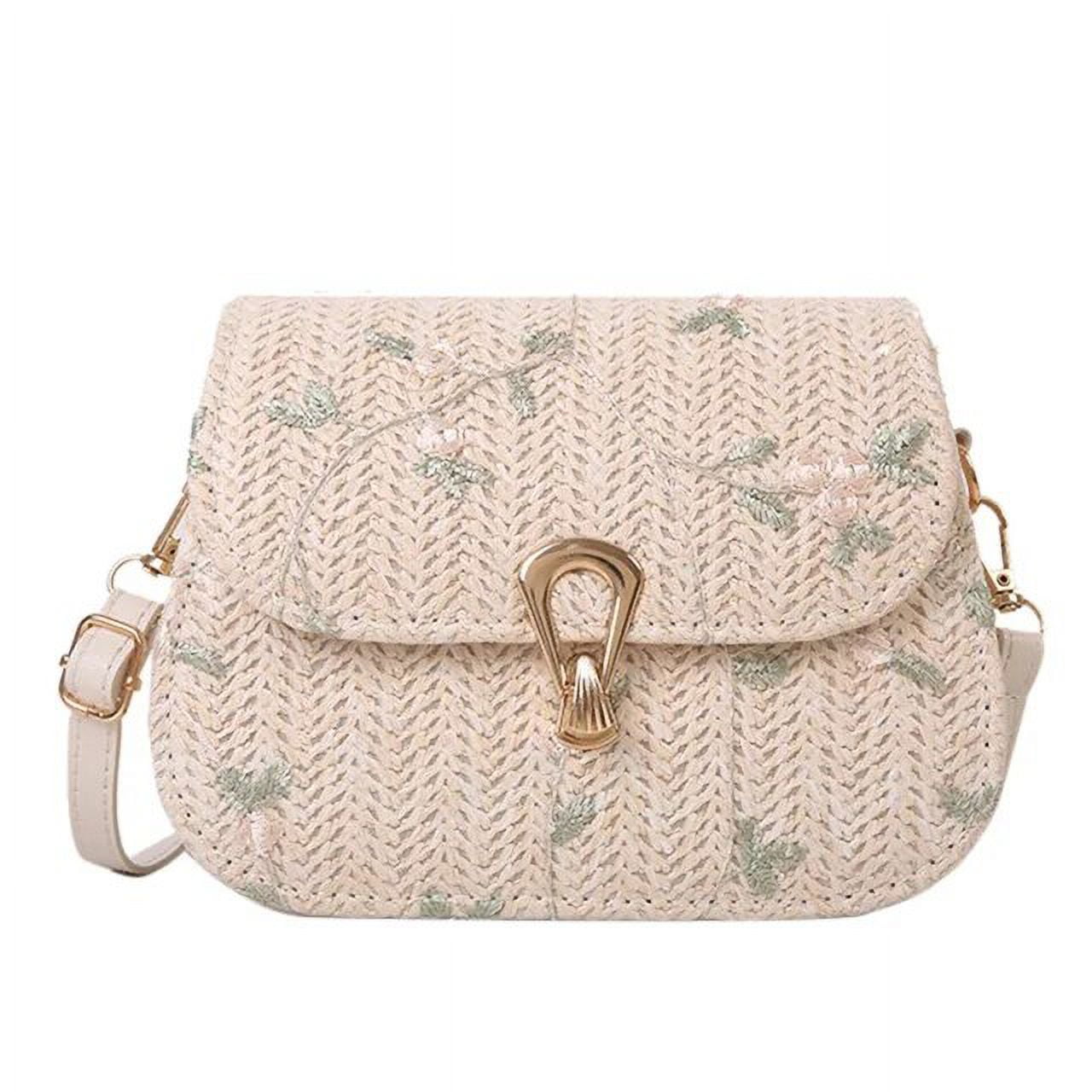 LinYooLi Women Straw Crossbody Bag Adjustable Strap Flower Straw Purse ...