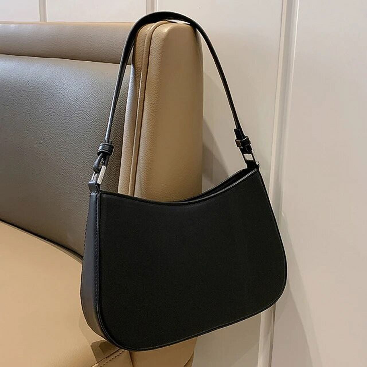 LinYooLi Women Tote Handbag PU Leather Half Moon Bag Solid Color Mini ...