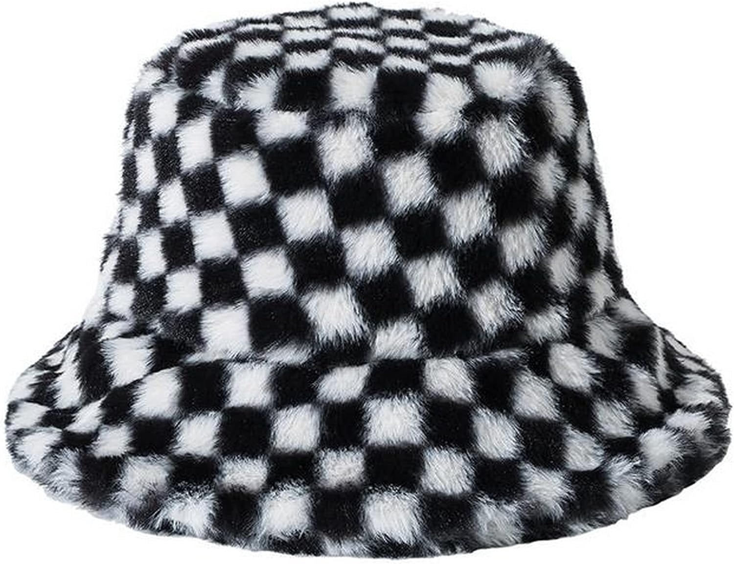LinYooLi Women Winter Plush Bucket Hat Warm Solid Color Faux Fur ...