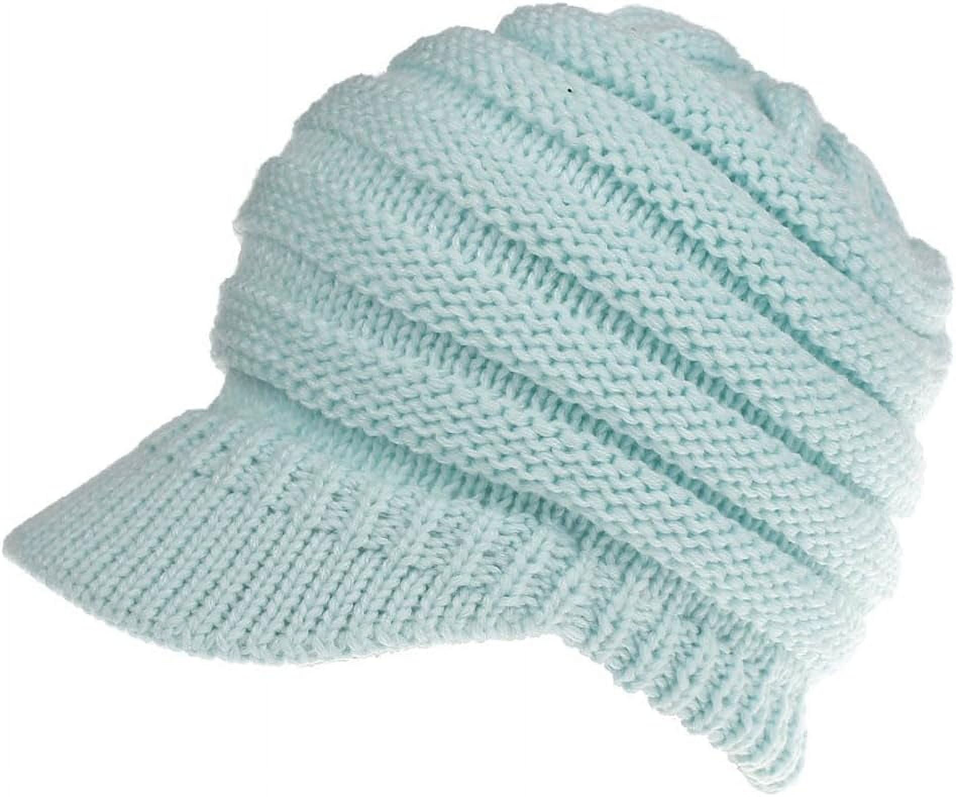 LinYooLi Women Winter Warm Knit Messy High Bun Ponytail Hat Visor ...