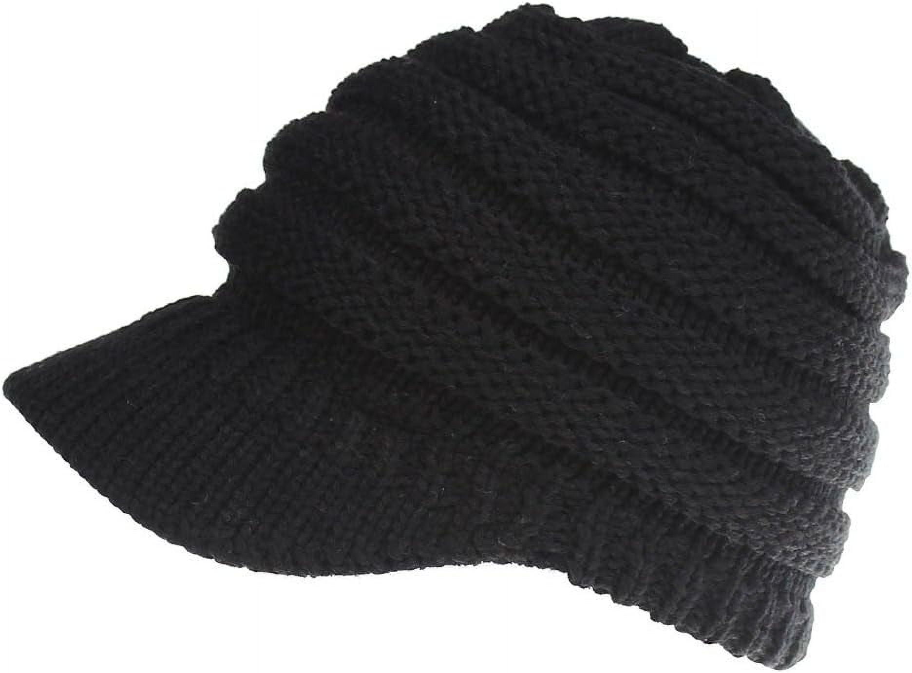 LinYooLi Women Winter Warm Knit Messy High Bun Ponytail Hat Visor ...