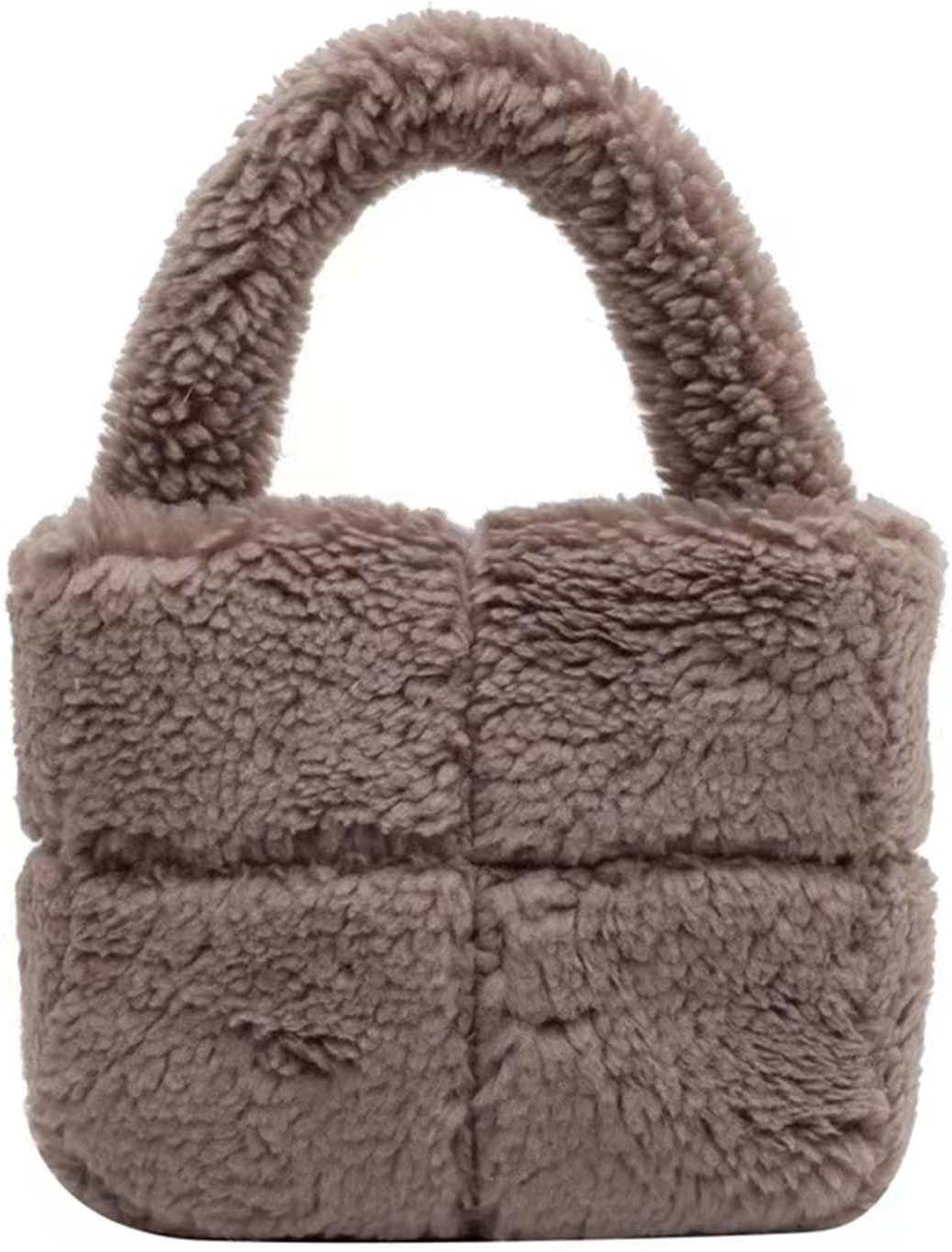 LinYooLi Women's Fluffy Sherpa Mini Tote Bag Fleece Faux Fur Hobo ...