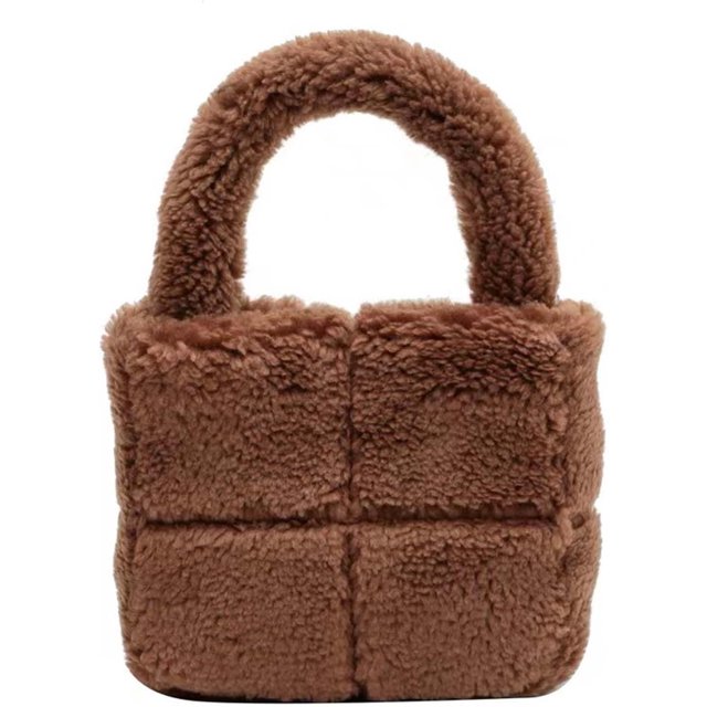 LinYooLi Women's Fluffy Sherpa Mini Tote Bag Fleece Faux Fur Hobo ...