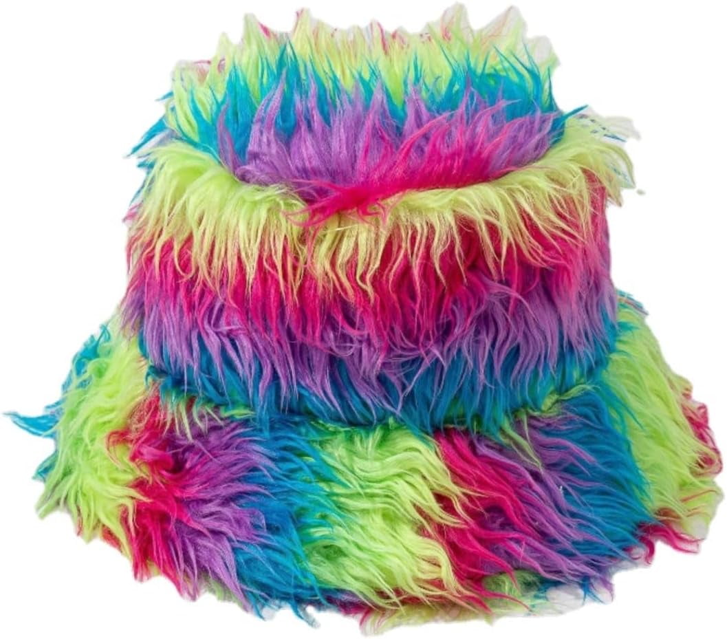 LinYooLi Women's Fuzzy Bucket Hats Y2k Acubi Fashion Winter Warm Plush ...