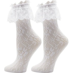 ToBeInStyle Women's Floral Lace Ruffle Trim Ankle High Socks - Baby ...